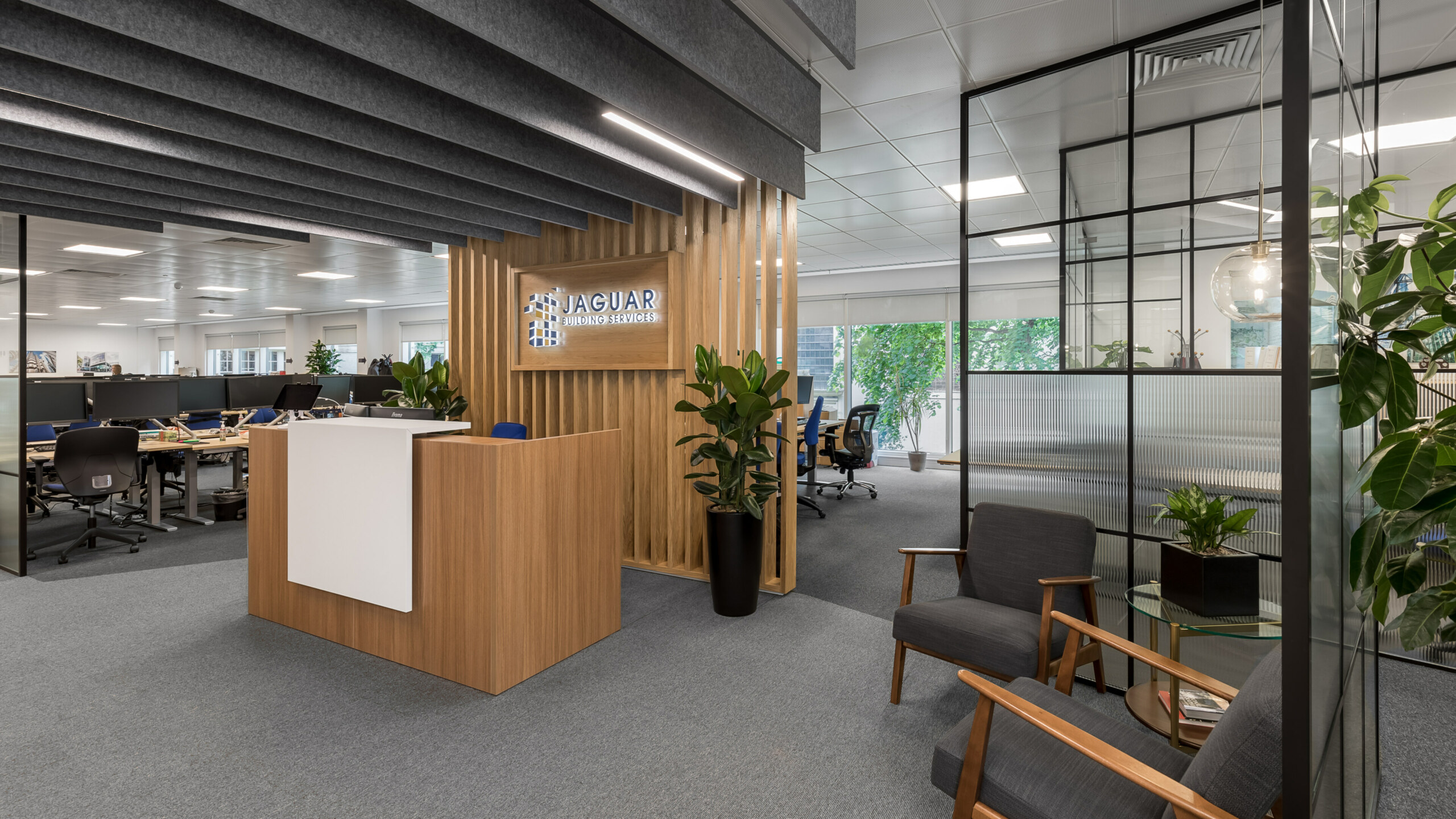 Cat B Office Fit Out for Jaguar Building Services | Oktra Case Study