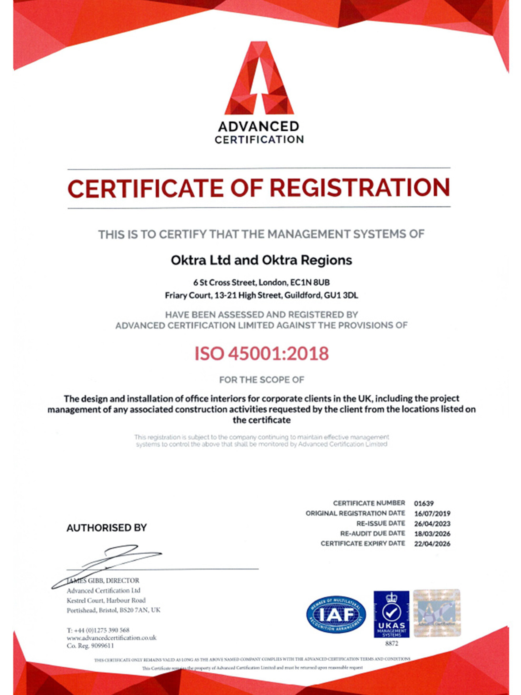 Health and Safety Certificate